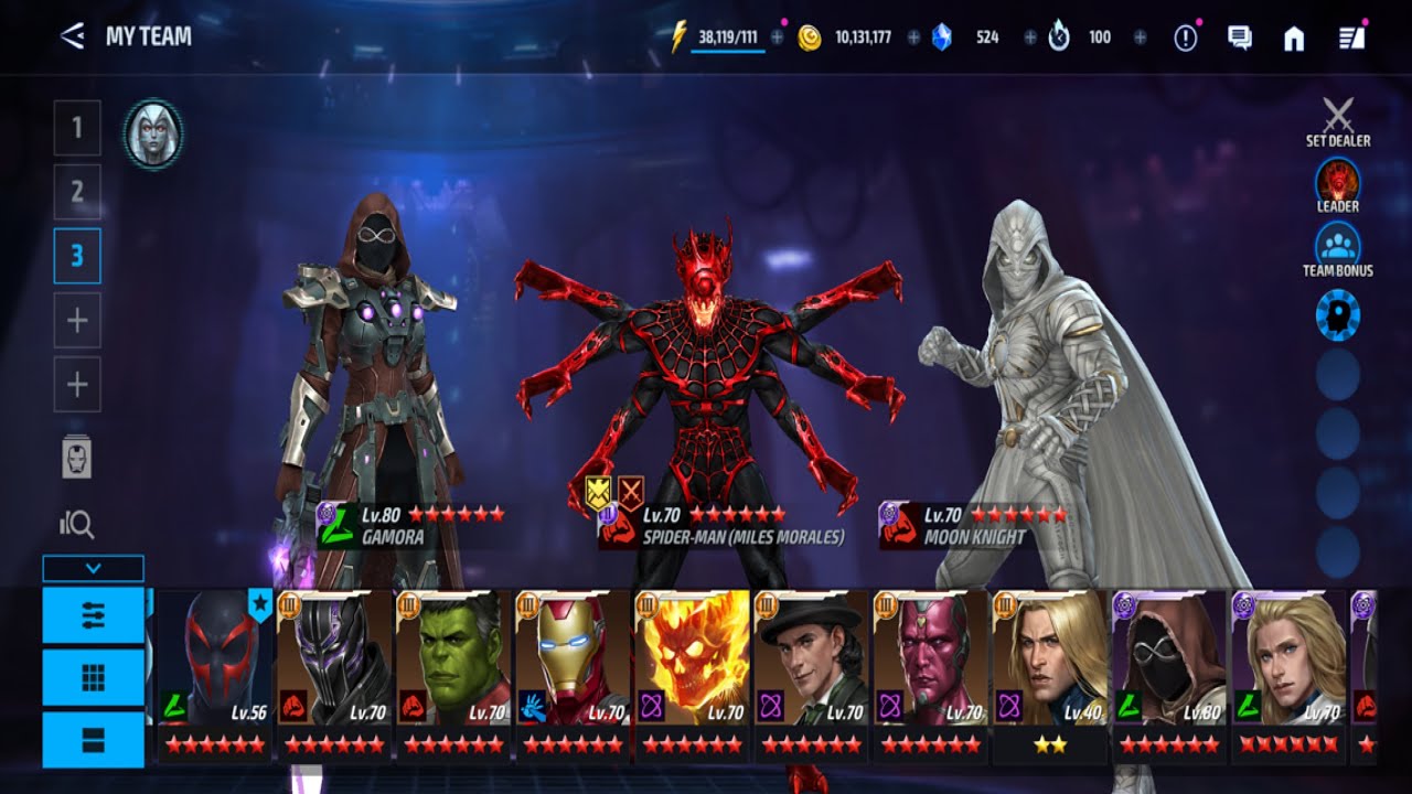 Gamora Spider-man( Miles morales ) Moon knight Marvel future fight ...