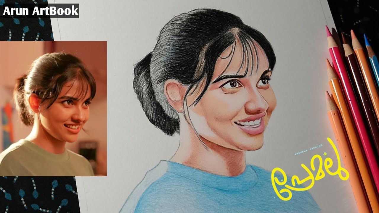 PREMALU Mamitha Baiju Drawing Easy / Mamitha Baiju Colour Pencil ...