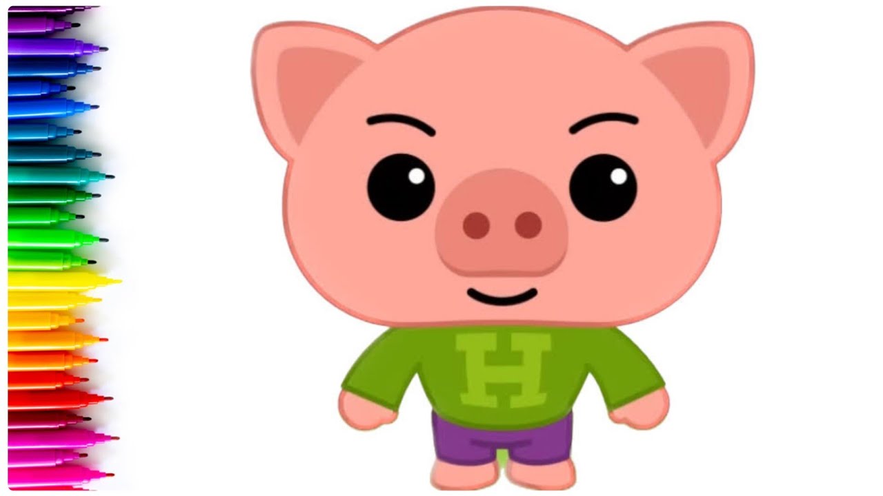 Hoggie the Pig Plim Plim Play with Ball Drawing, Painting & Coloring ...