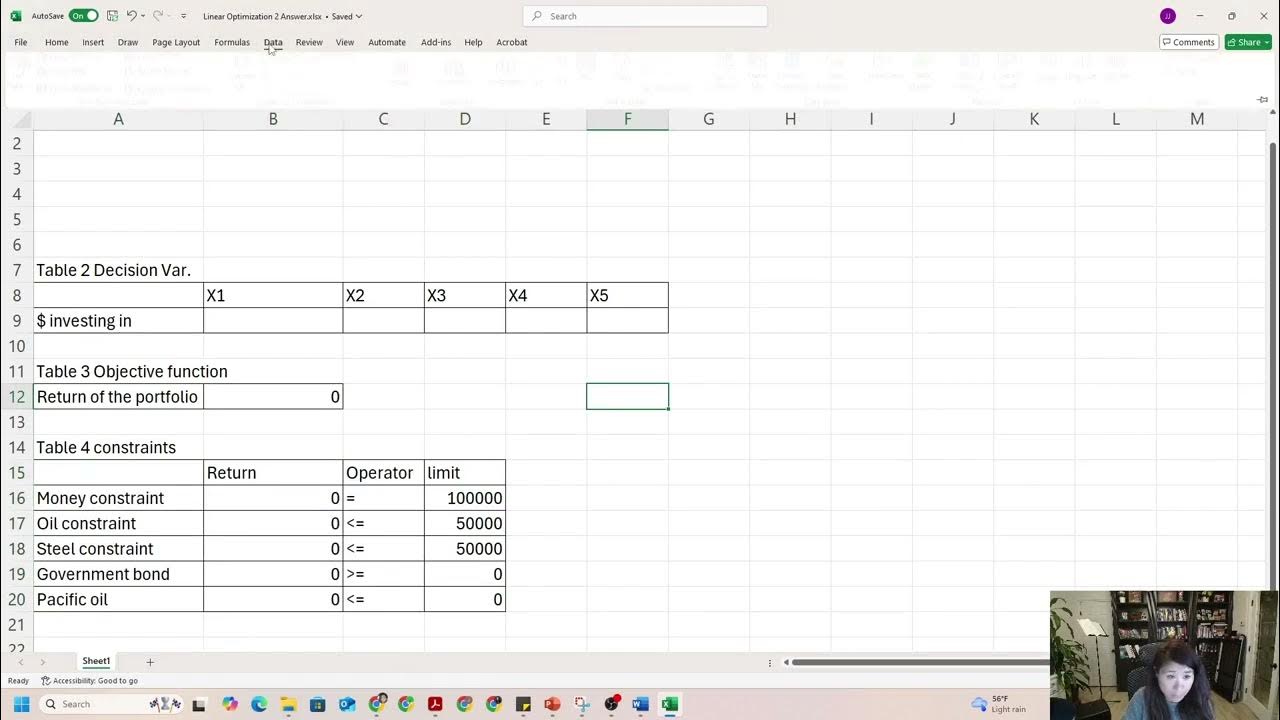 How to use Excel Solver to solve the Investment Case - YouTube