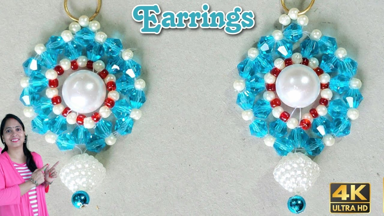 How To Make Bicone Glass Beads Ear Rings / Handmade Jewelry Tutorial ...