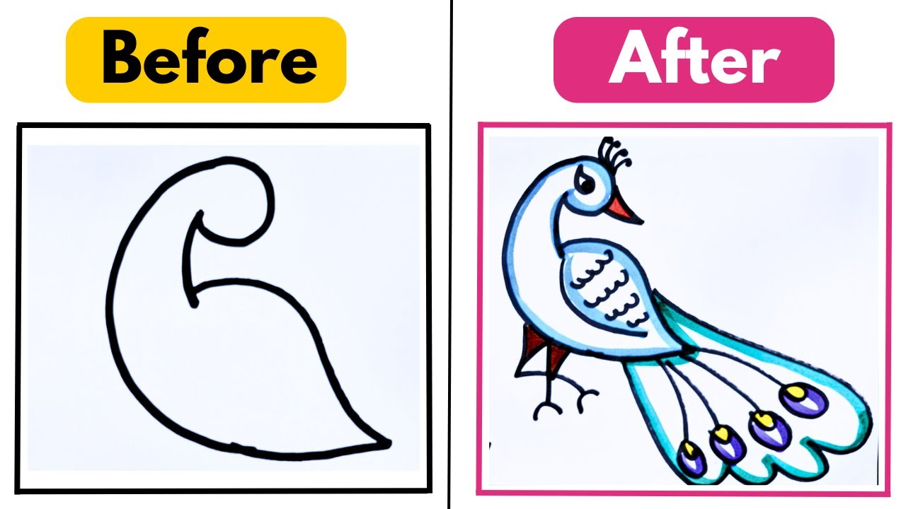 Very Easy Peacock Drawing For Beginners | How To Draw Step By Step ...