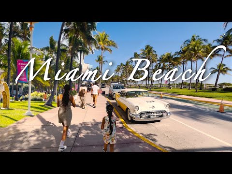 [4K] 🇺🇸Miami Beach Walking Tour, Ocean Drive, Collins Ave, Beach Walk & More! #miami #beach #florida