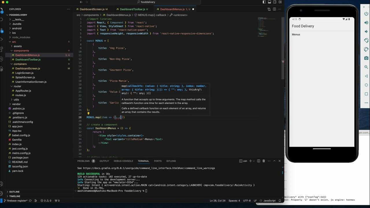 Dashboard Flat List Menu | Food Delivery App | React native paper ...