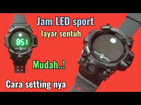 Review dan cara mengatur jam tangan LED sport layar sentuh ...