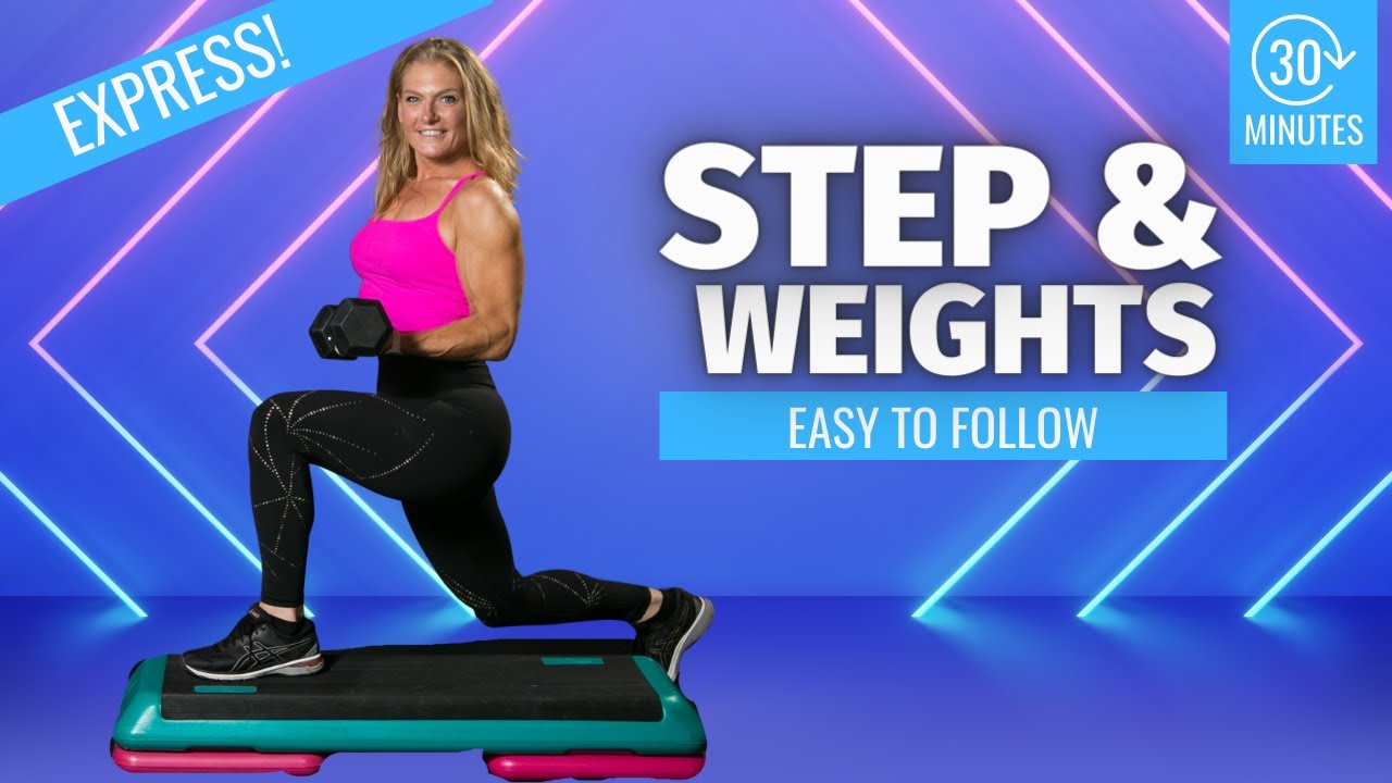 STEP AND STRENGTH AEROBICS AND WEIGHTS 30 MIN WORKOUT - YouTube