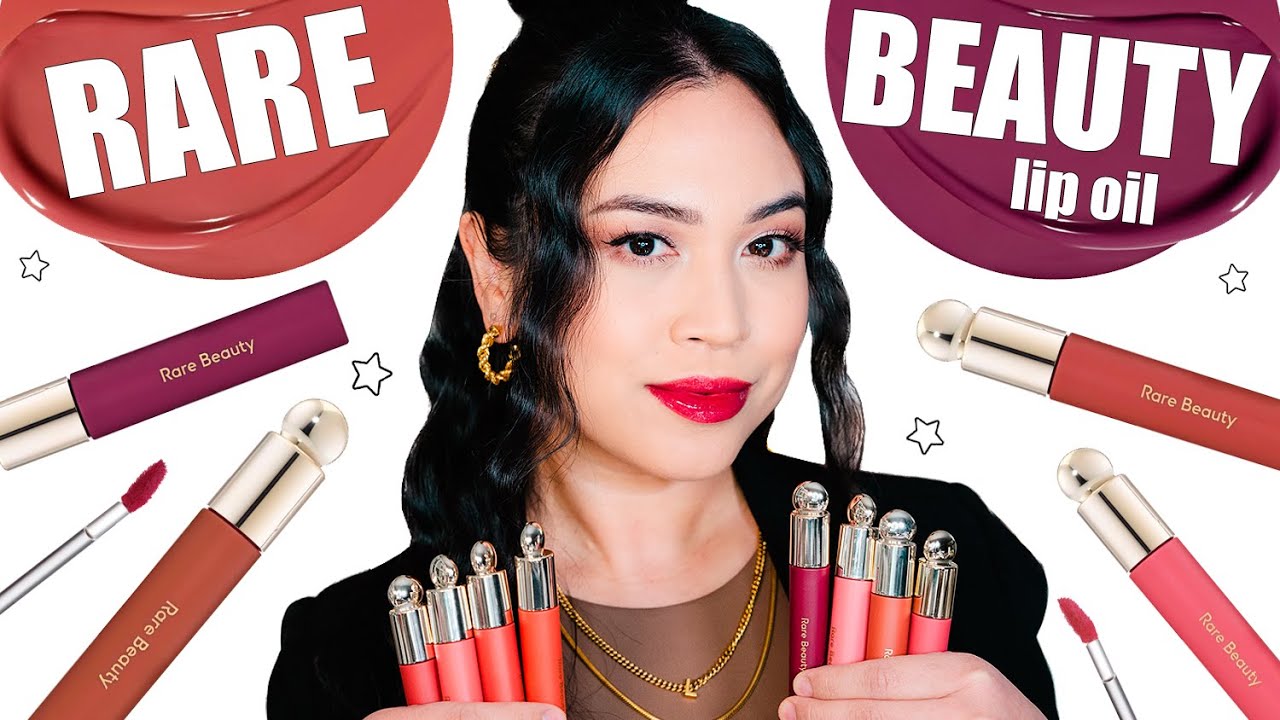 rare beauty lip oil 😍 *ALL 8 SHADES* - YouTube
