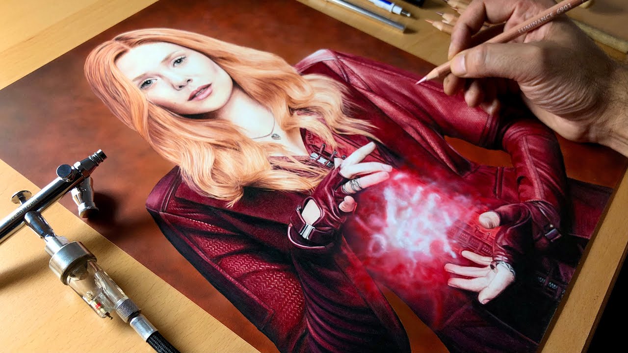 Drawing Wanda Maximoff - Scarlet Witch (Elizabeth Olsen) - Timelapse ...