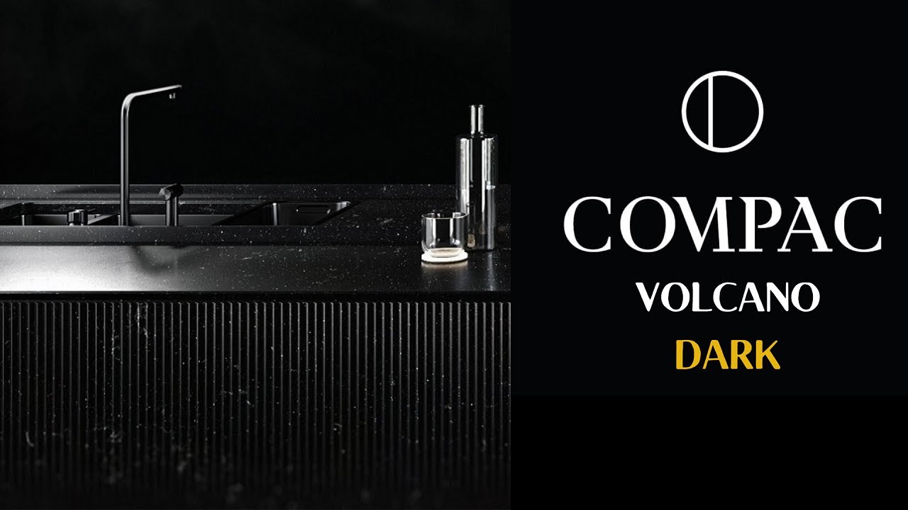 Cuarzo Ecológico y Sostenible para encimeras Compac Volcano Dark ...