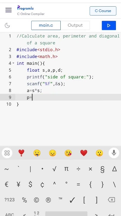 #cprogram #write a program to calculate area, perimeter and diagonal of ...