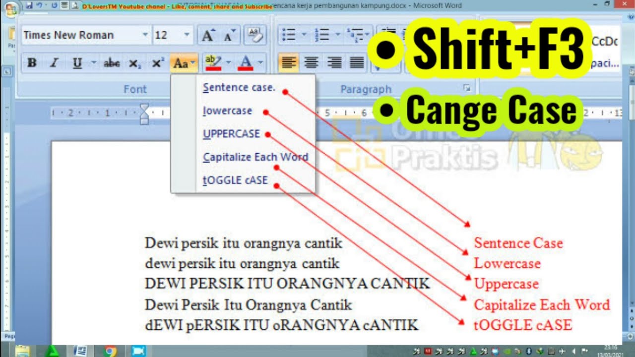 Cara membuat tulisan huruf besar dan kecil di microsoft word dengan ...
