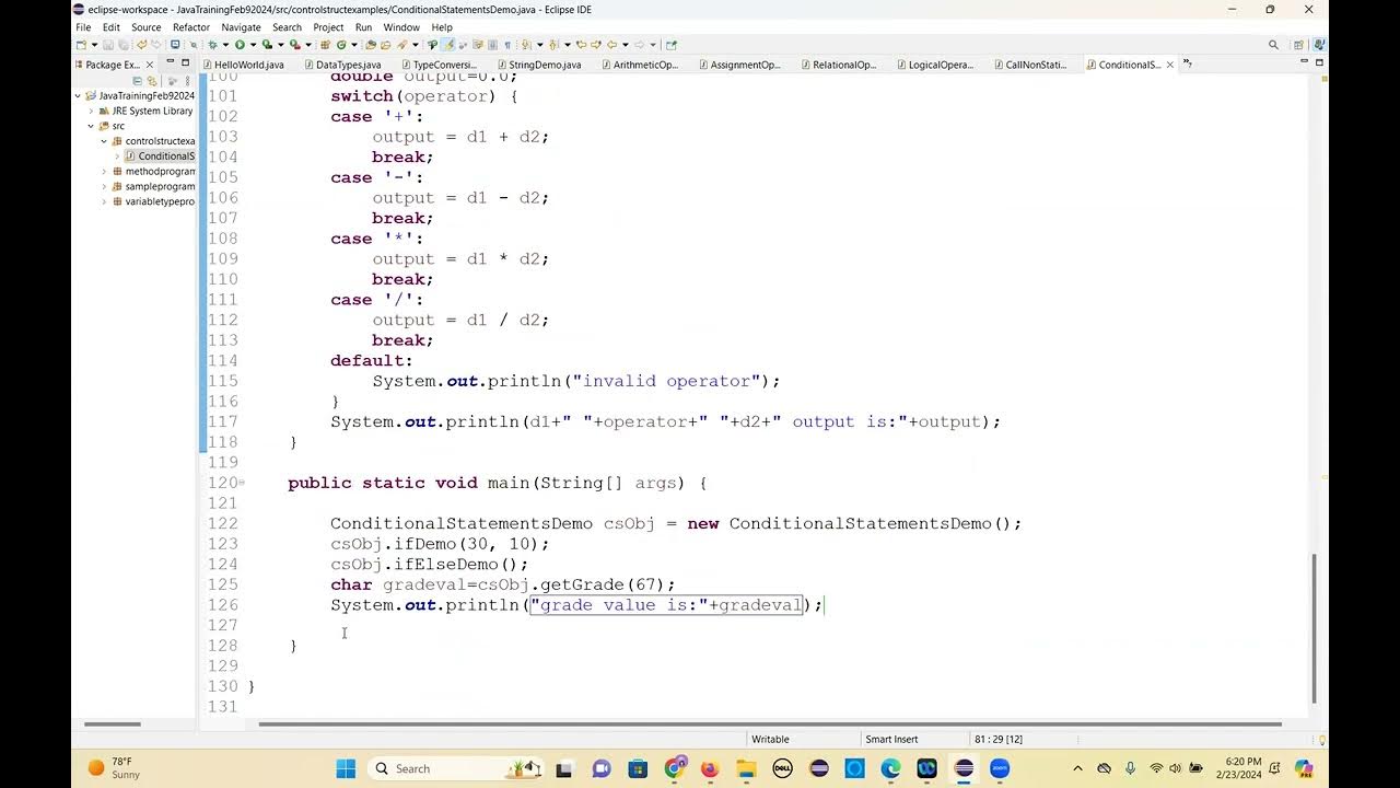 CoreJava ConditionalStatements Programs Part2 Feb 23 2024 - YouTube
