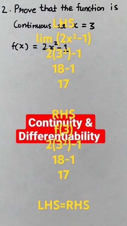 Maths Class 12th, Continuity and Differentiability, Prove that the function is Continuous ...