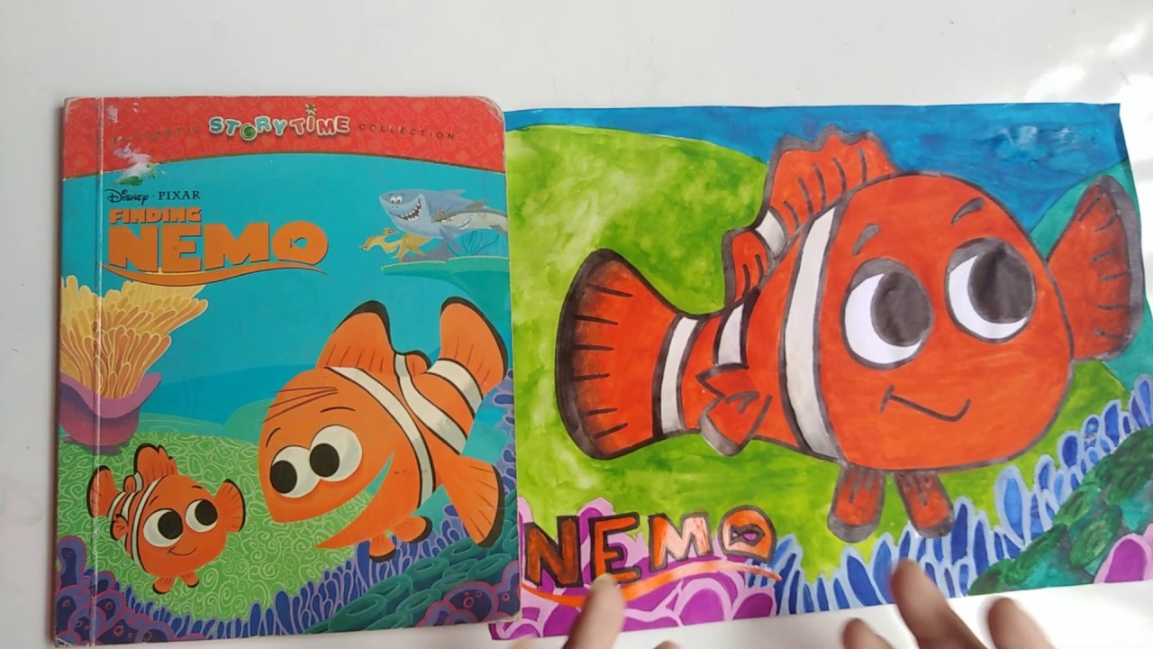 Draw a cute Nemo fish from Finding Nemo book + Easy English - YouTube