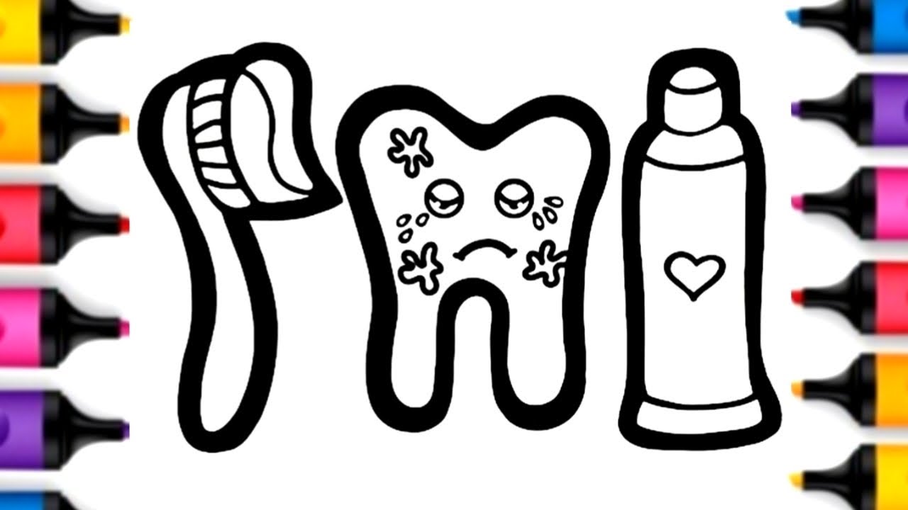 Let's draw a Colgate,Teeth and Toothbrush 🪥 Drawing and Coloring for ...