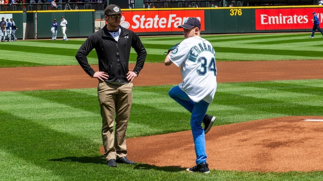 Johny Throws First Pitch at Mariner’s Game - YouTube