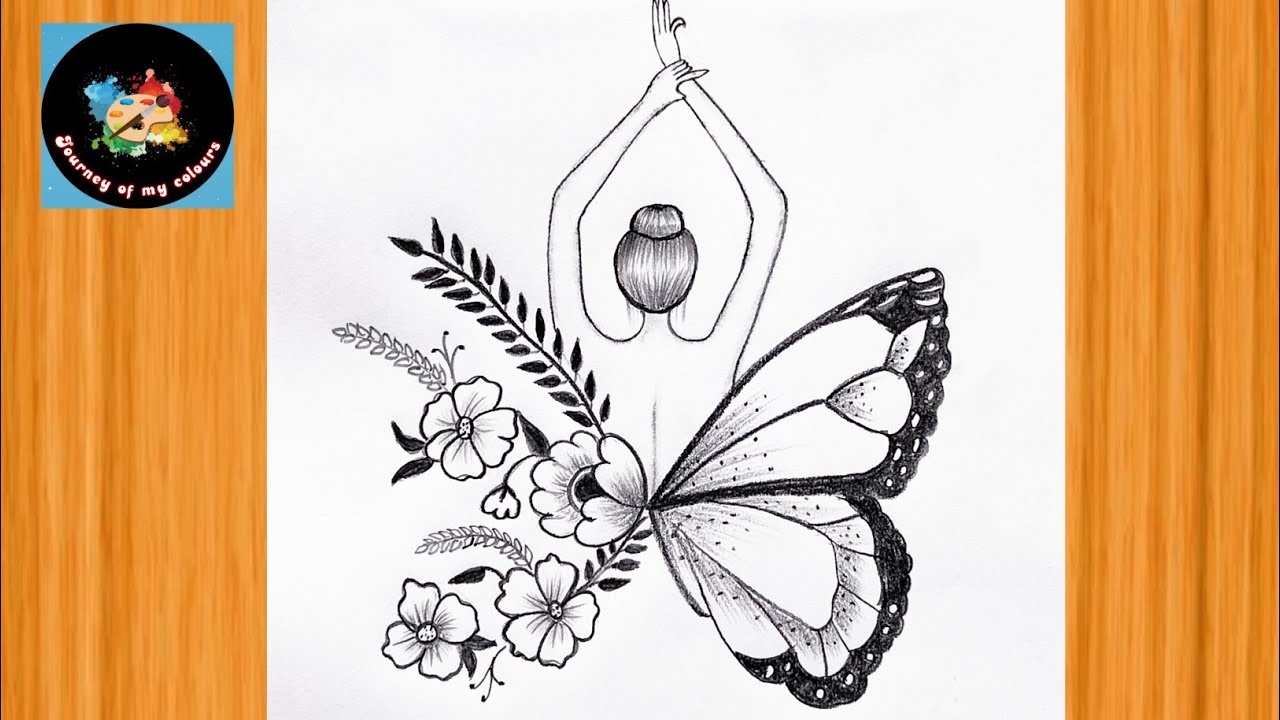 How To Draw A Girl With Butterfly Wings For Beginners | Butterfly Girl ...