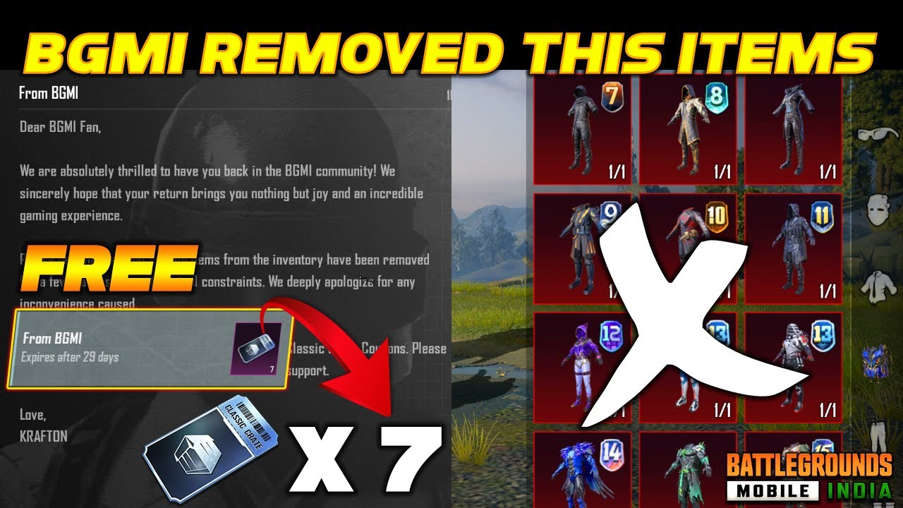 OMG 😰 BGMI REMOVED YOUR ITEMS FROM YOUR INVENTORY || GET 7 FREE CLASSIC ...