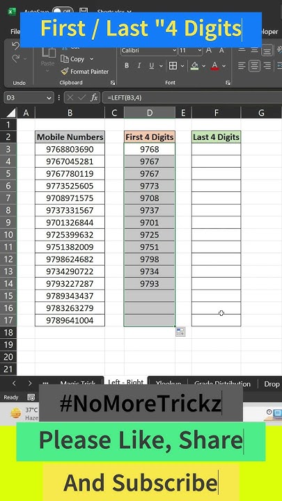 Excel Shorts: First & Last 4 Digits - YouTube