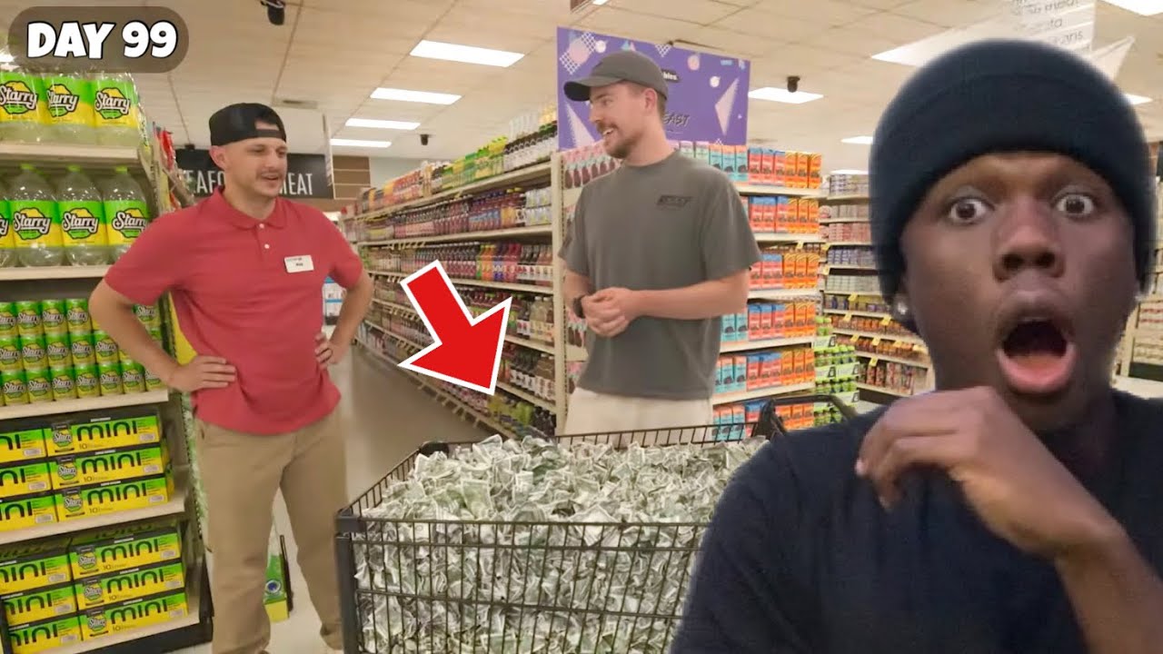 Mr Beast Gave Him $10,000 Everyday He Survived In The Grocery Store (I ...