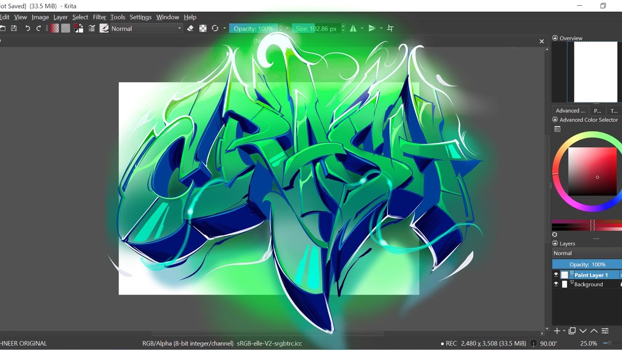 Digital Graffiti in Krita (Realtime Process) - Crash - YouTube