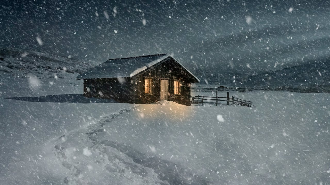 Blizzard in Frozen Log Cabin┇Howling Wind & Blowing Snow - YouTube