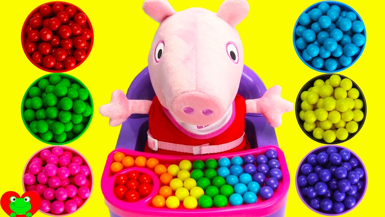 Peppa Pig Color Gumballs and Surprises - YouTube