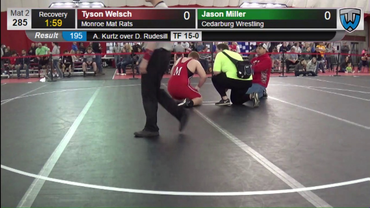 285 Jason Miller Cedarburg Wrestling vs Tyson Welsch Monroe Mat Rats ...