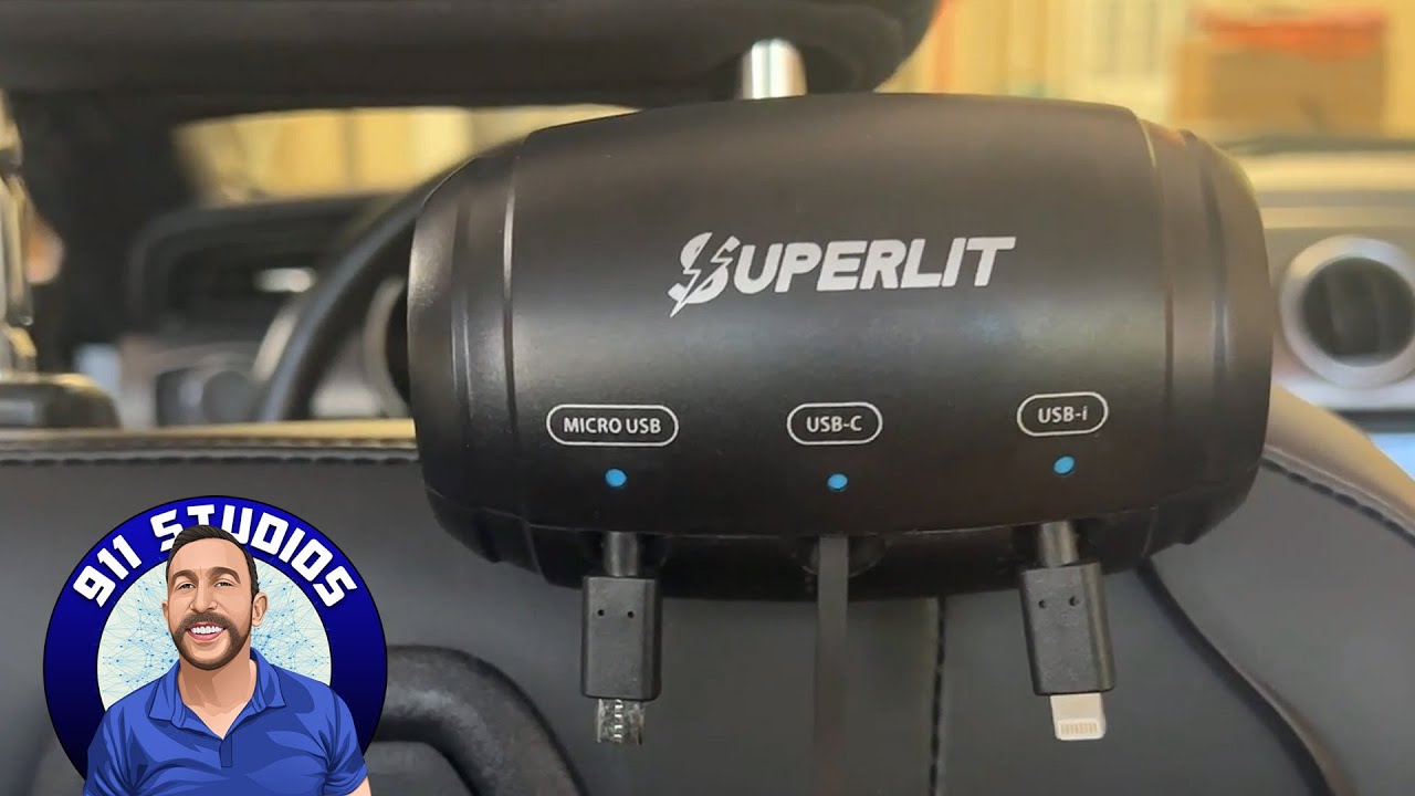 SUPERLIT Retractable Backseat 3 in 1 Car Charging Station - YouTube