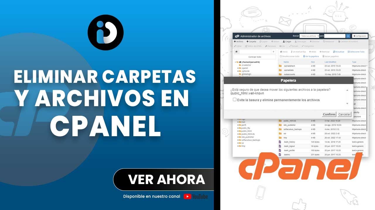 Eliminar carpetas o archivos en CPanel 2022 - YouTube
