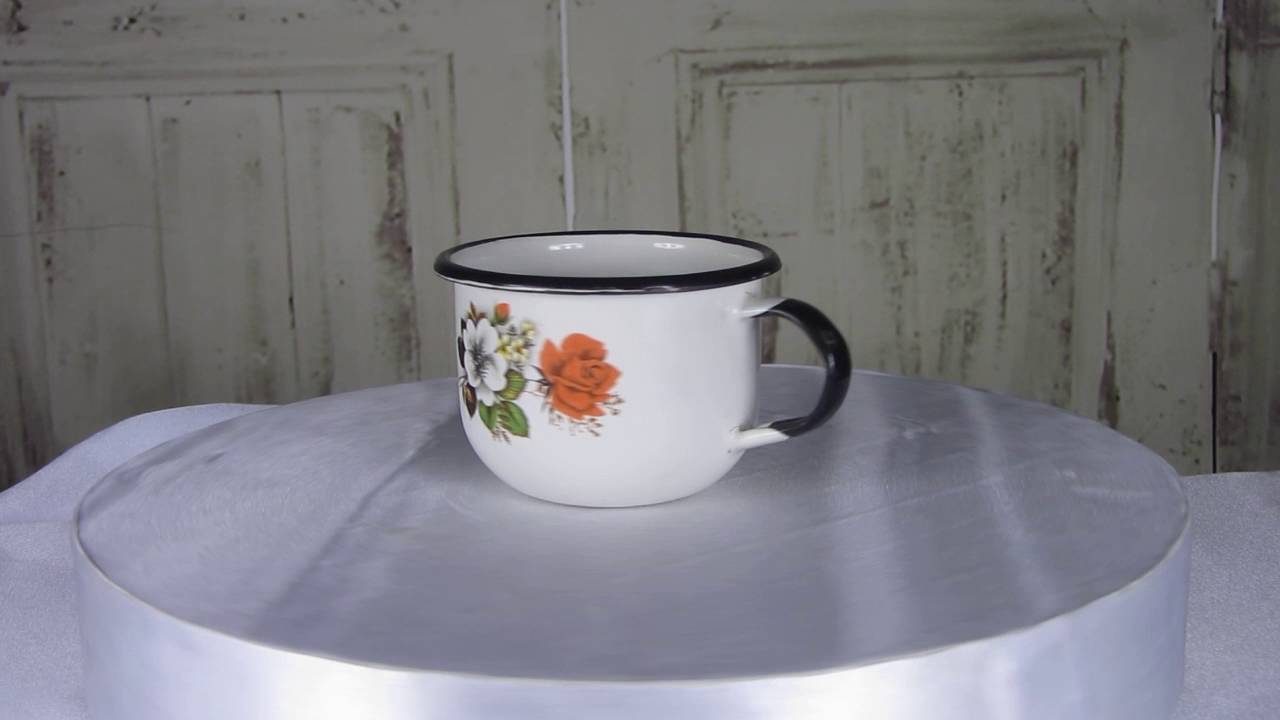 Vintage small wide enamel mug, White small enamelware, Enamel metal ...
