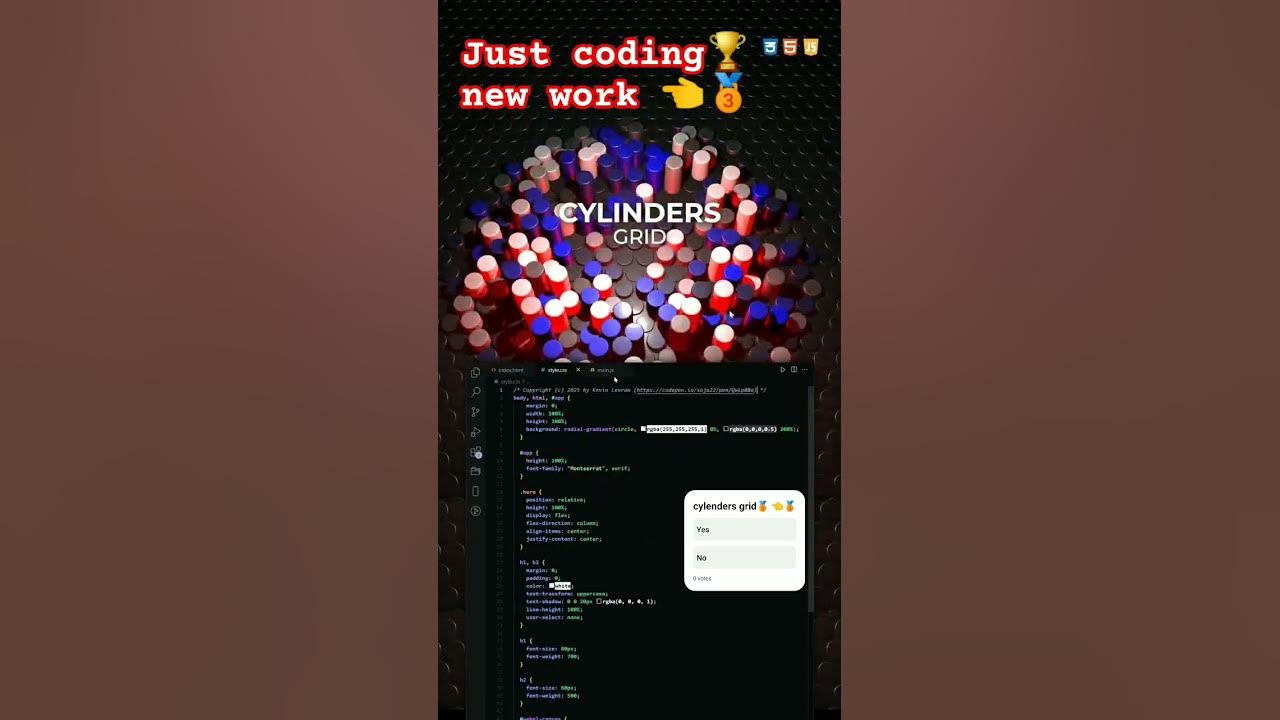 Cylinders Grid🥉 Coding🏆 👈 Html Css Js Tranding🥉🎓shorts 👈programming Supercoder👑🥉