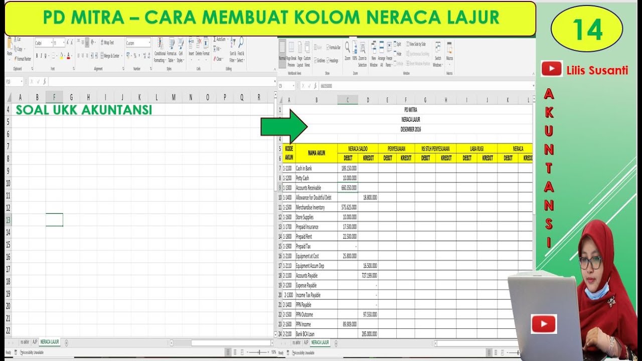 Cara Membuat Kolom Neraca Lajur - YouTube