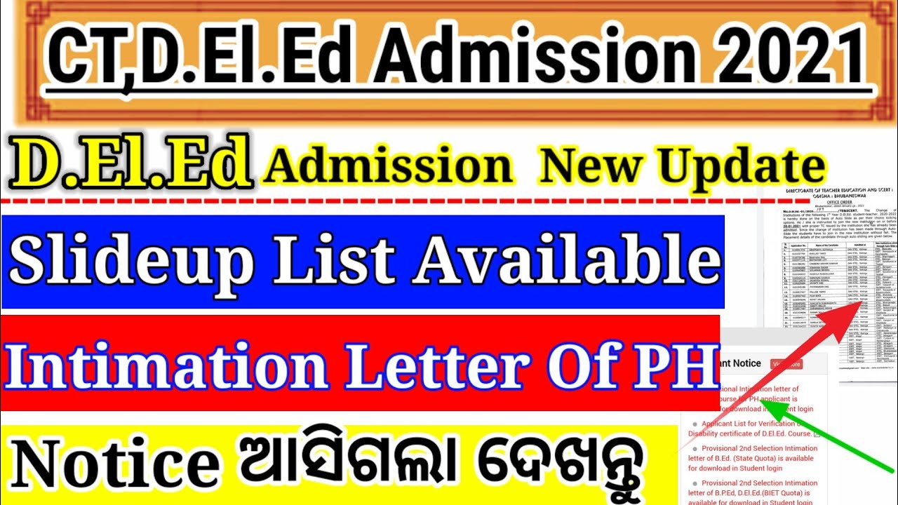 Ct D.El.Ed New Updated,Slideup List & PH Intimation Letter Available,Ct ...