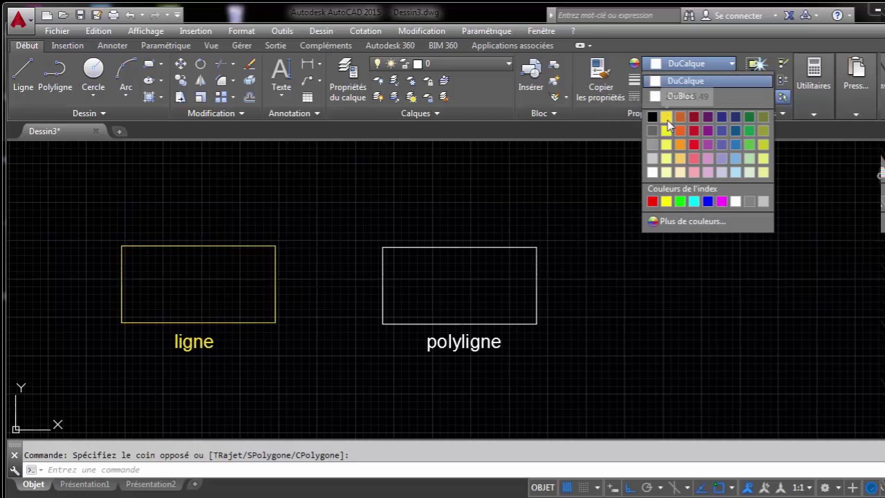 autocad 2015 : outil polyligne - YouTube