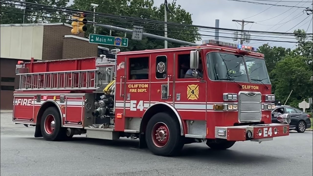 Clifton NJ Fire Department Engine 4 Responding out Station #4 144 Main ...