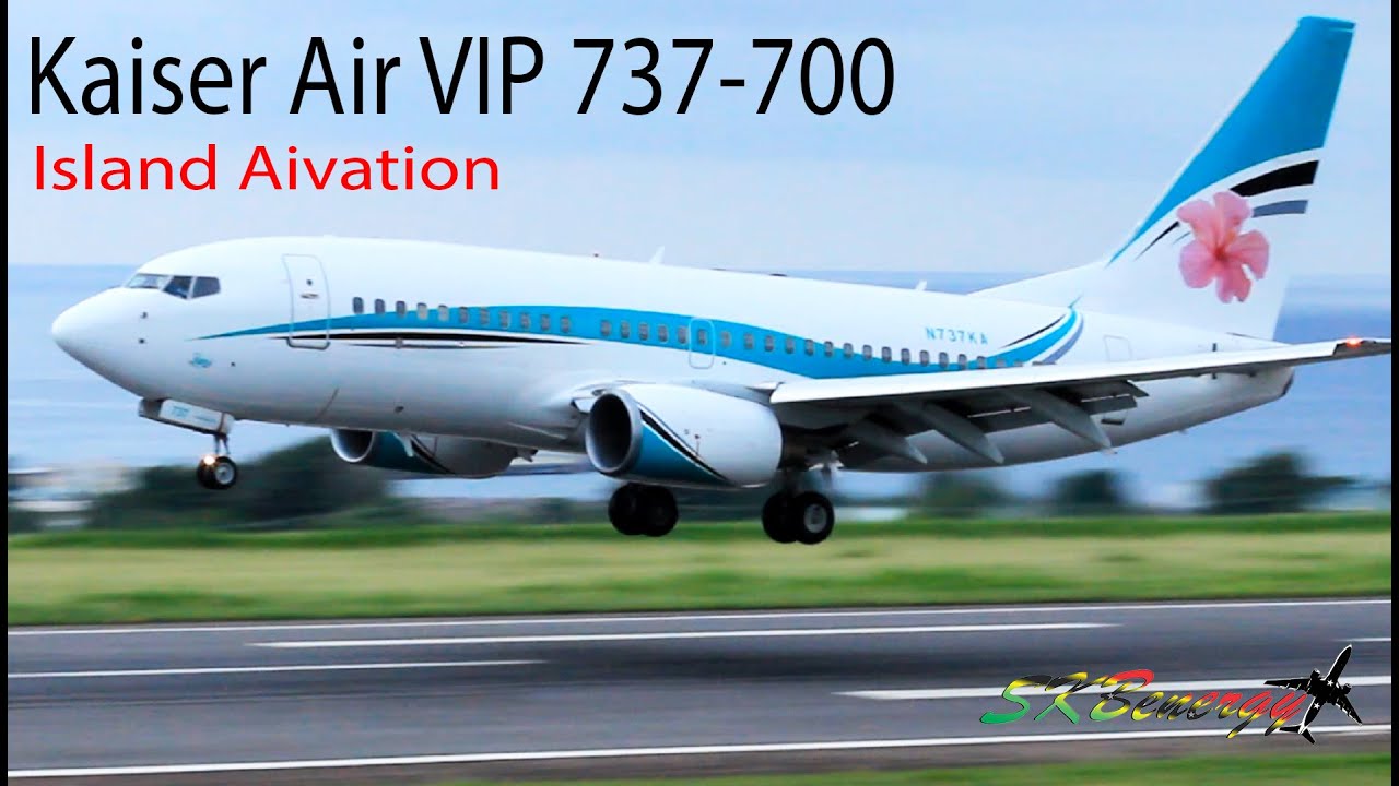 Kaiser Air VIP 737-700 (N737KA) arrival into St. Kitts Airport ...