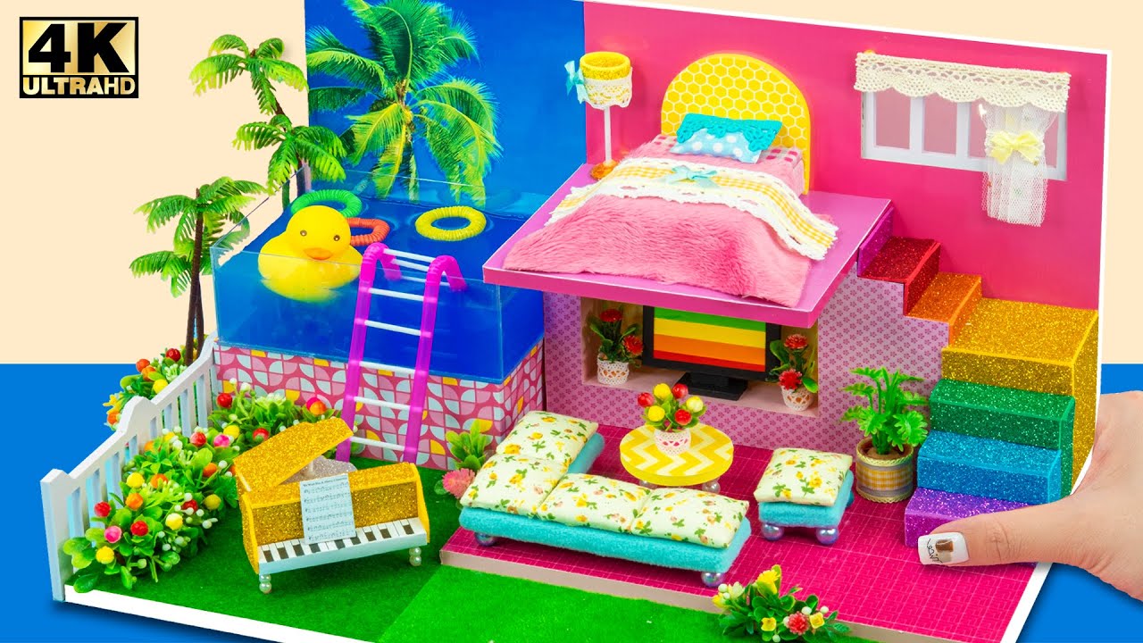 DIY Miniature House #110 ️ How To Build Mini Swimming Pool Villa House ...