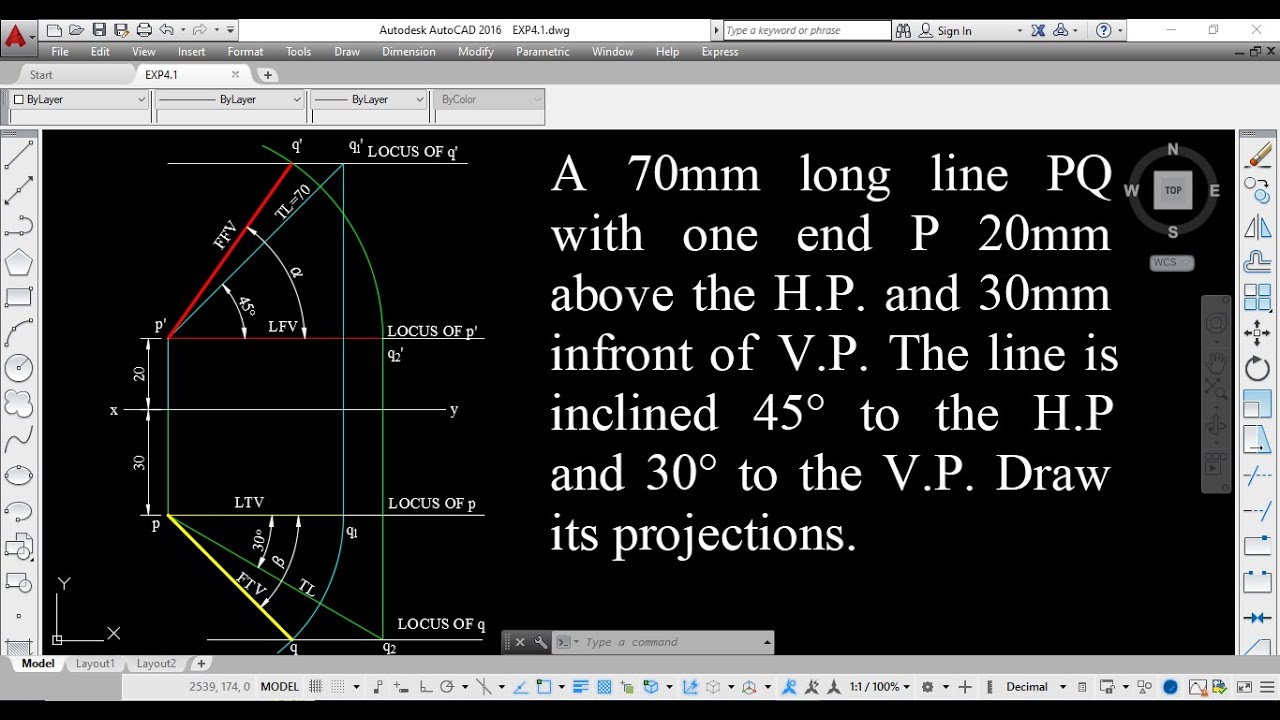 Exercise-4 Projections of Straight Lines-II Solution in Engineering ...