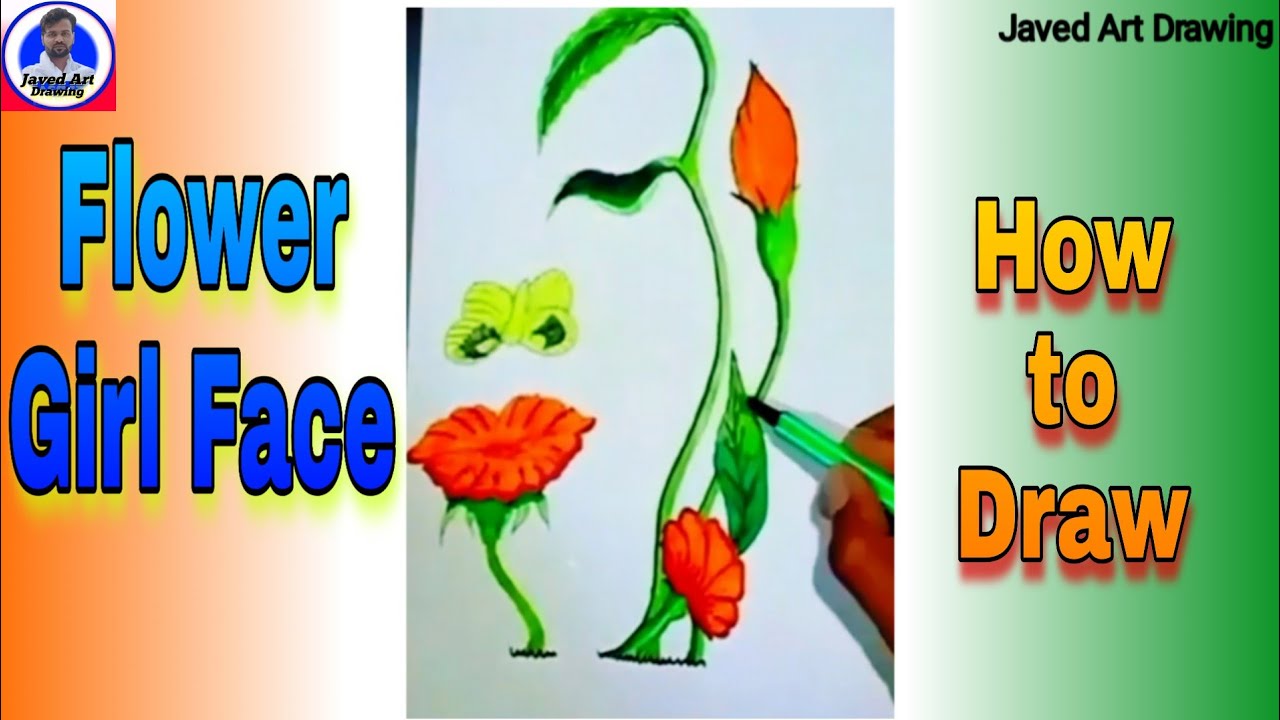 How to draw a Flower girl with pencil,Beautiful flower girl Face Step ...