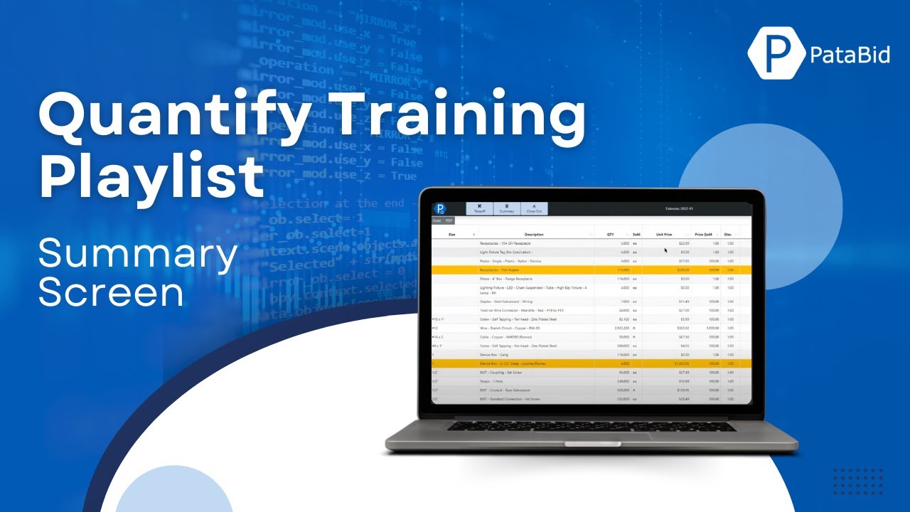 Summary Screen in Quantify | Electrical Estimating Software Guide - YouTube