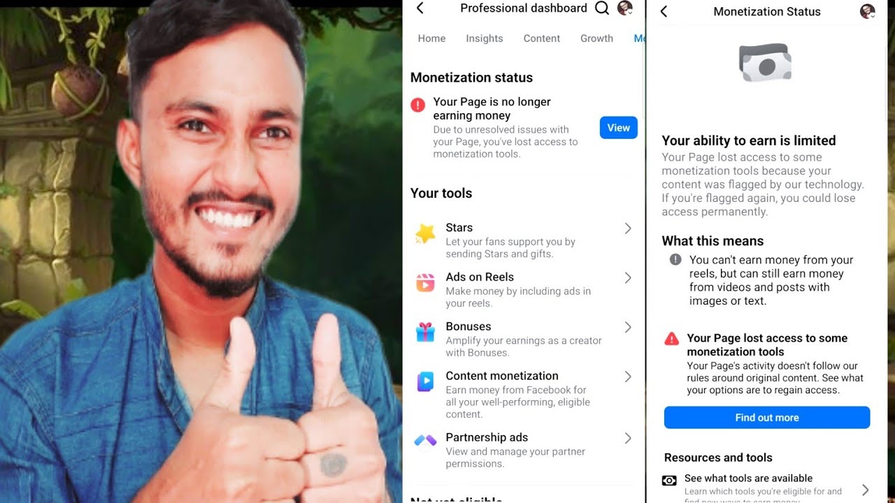 Your Page is no longer earning money 😭 Your ability to earn is limited ...