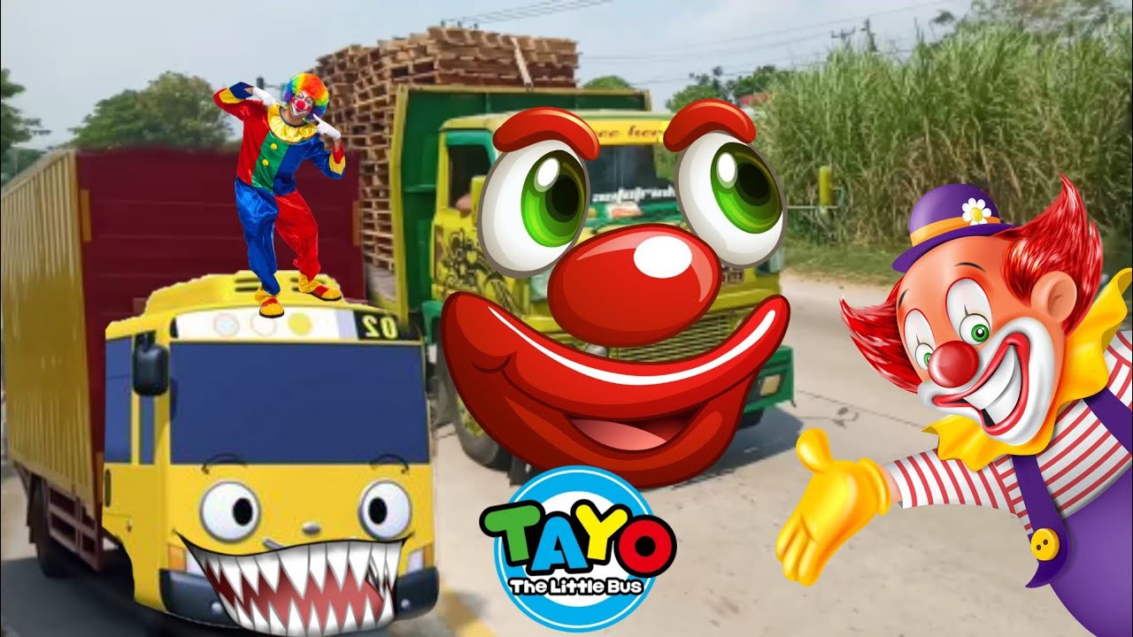 WOW ! bis dan truk di jalan berubah jadi joker,badut dan tayo - YouTube
