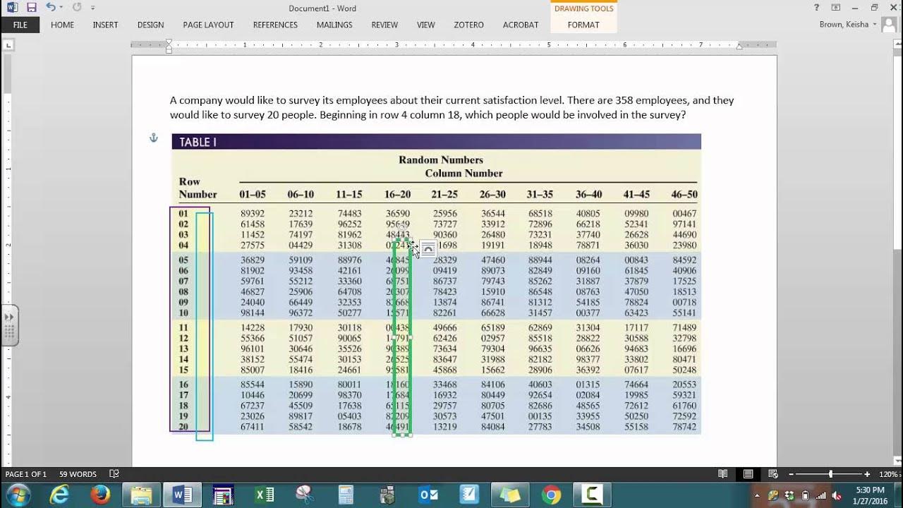 Simple Random Sampling with a Random Numbers Table - YouTube