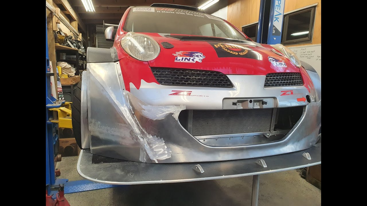 Custom front bumper fabrication 700hp Nissan March Racecar - YouTube