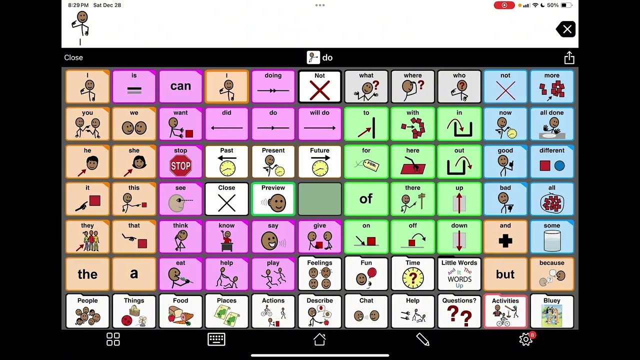 Proloquo2Go Turn on Grammar Support Demo Use of verb tenses, plurals, etc. Spanish & English ...