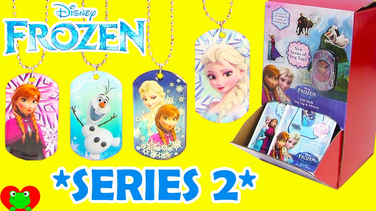 Disney Frozen Dog Tags Series 2 with Elsa and Anna Foil Tags - YouTube