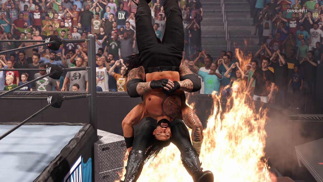 WWE2K22 | PILEDRIVER ON FIRE TABLE | OLD SCHOOL | UNDERTAKER VS ROMAN ...