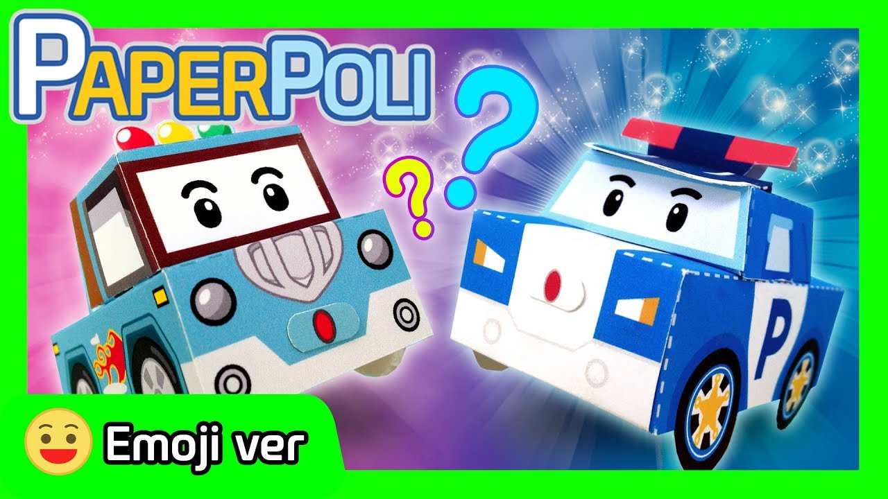 Emoji Ver. | Spooky became Poli! | Paper POLI [PETOZ] | Robocar Poli ...