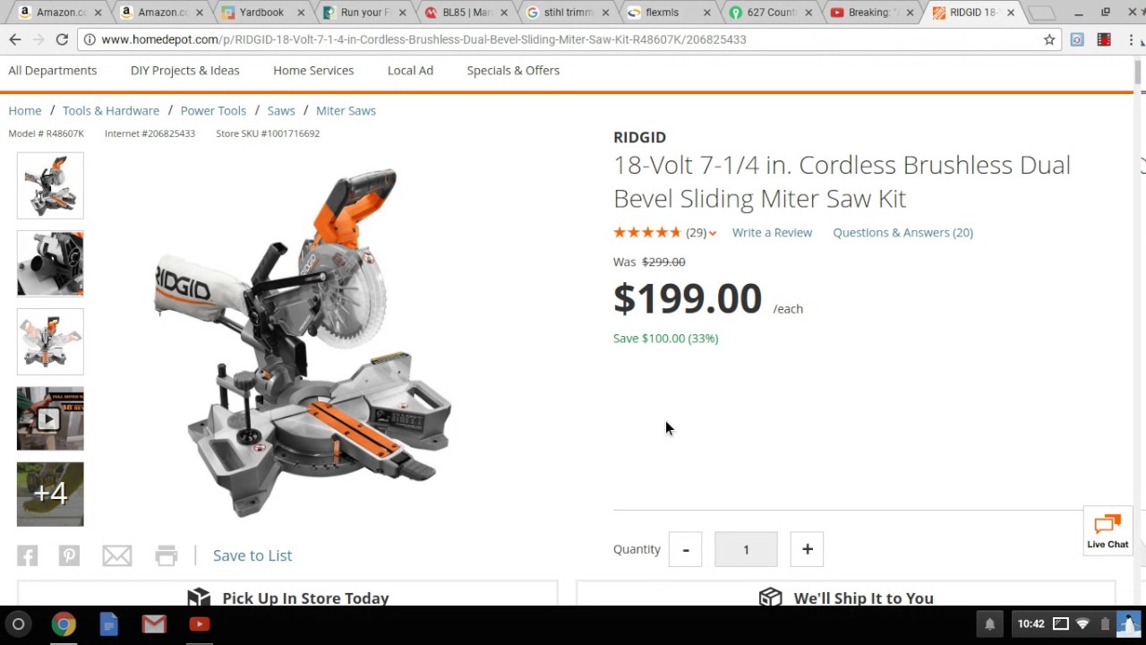 Ridgid 18v 7 1/4 inch Brushless Miter Saw Kit - YouTube